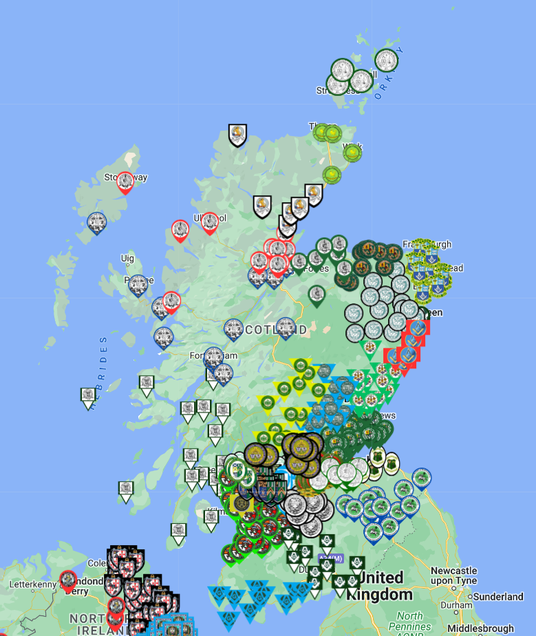 The Masonic Map – A worldwide map showing every masonic meeting place ...